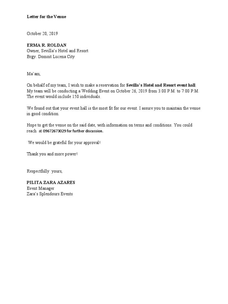 Letter For Venue | PDF