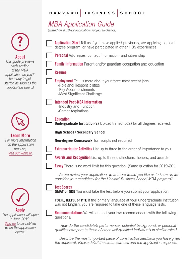 HBS MBA Application Guide PDF | PDF | Master Of Business Administration ...