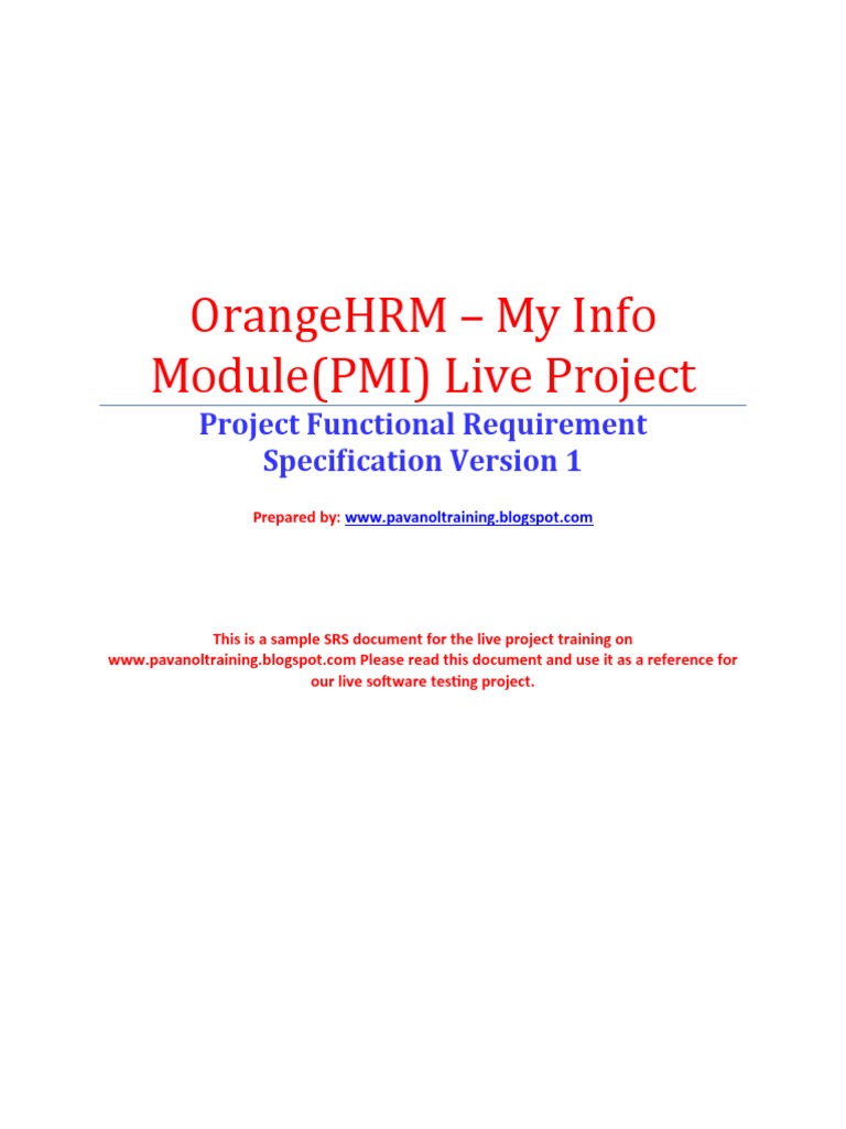 OrangeHRM FRS-Sample | PDF | Travel Visa | Passport