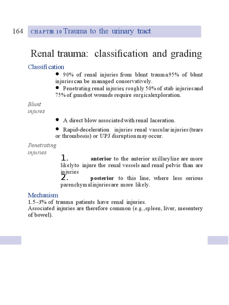 Renal Trauma: Classification and Grading: Trauma To The Urinary Tract ...