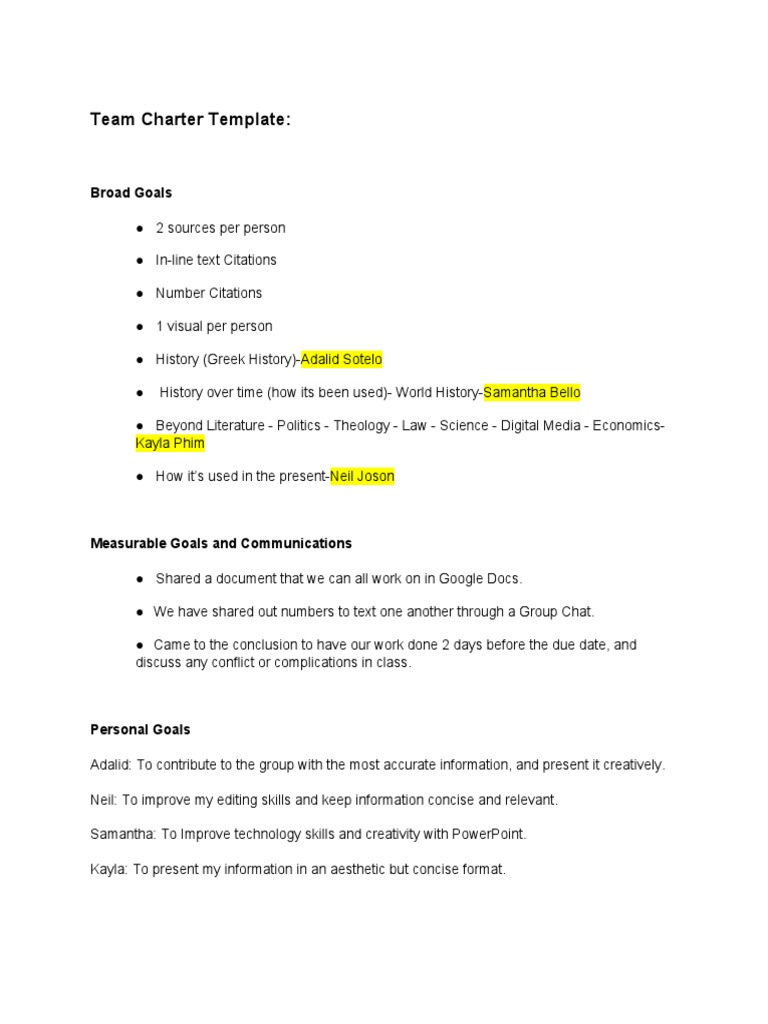 Team Charter Template | Download Free PDF | Public Sphere | Communication