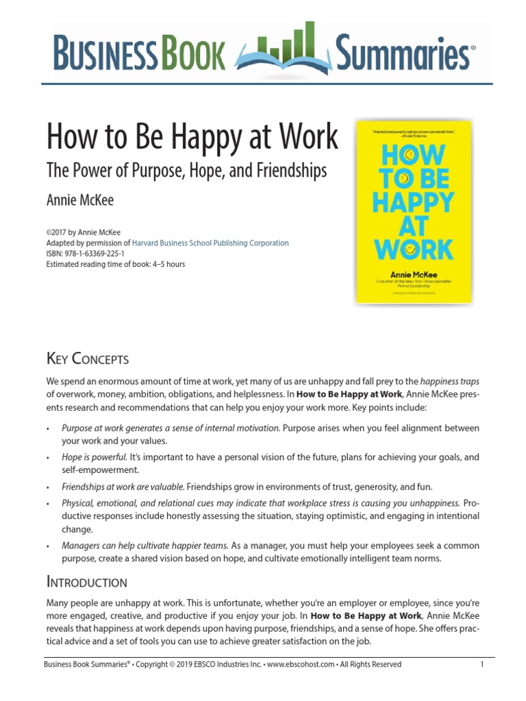 How To Be Happy at Work | PDF | Friendship | Hope