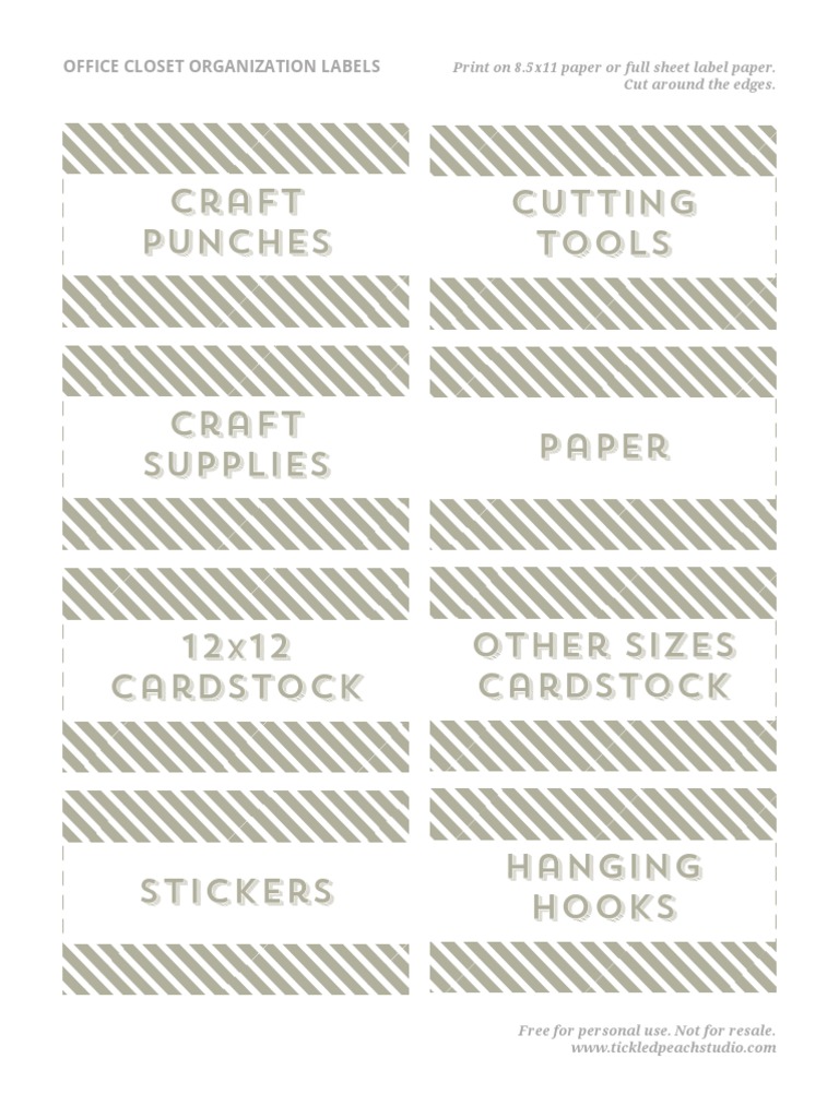 Craft Punches Cutting Tools: Office Closet Organization Labels | PDF