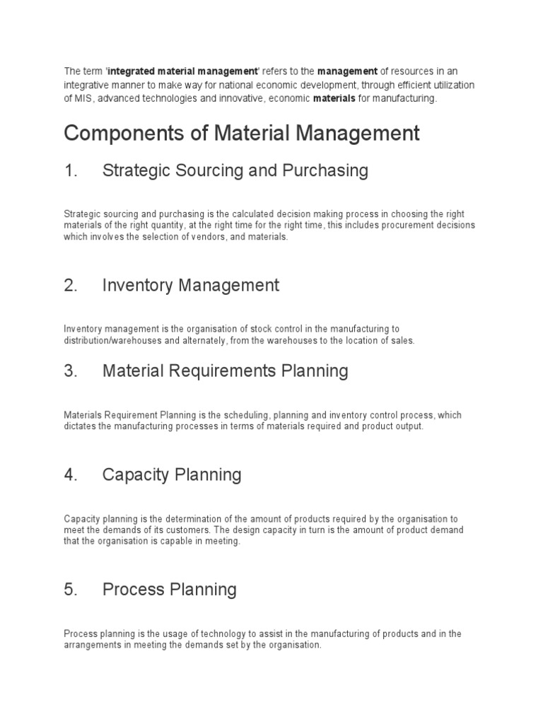 Components of Integrated Materials Management | PDF | Business