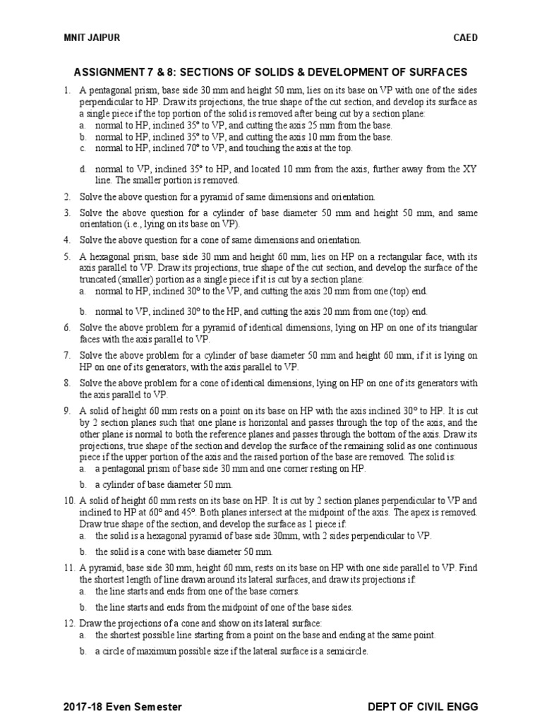 Development of Solids: Sections, Projections, and Developed Surfaces of ...