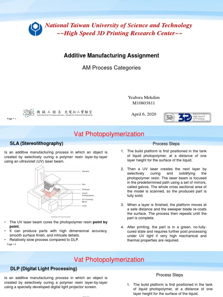Additive Manufacturing Process Categories | PDF | 3 D Printing ...