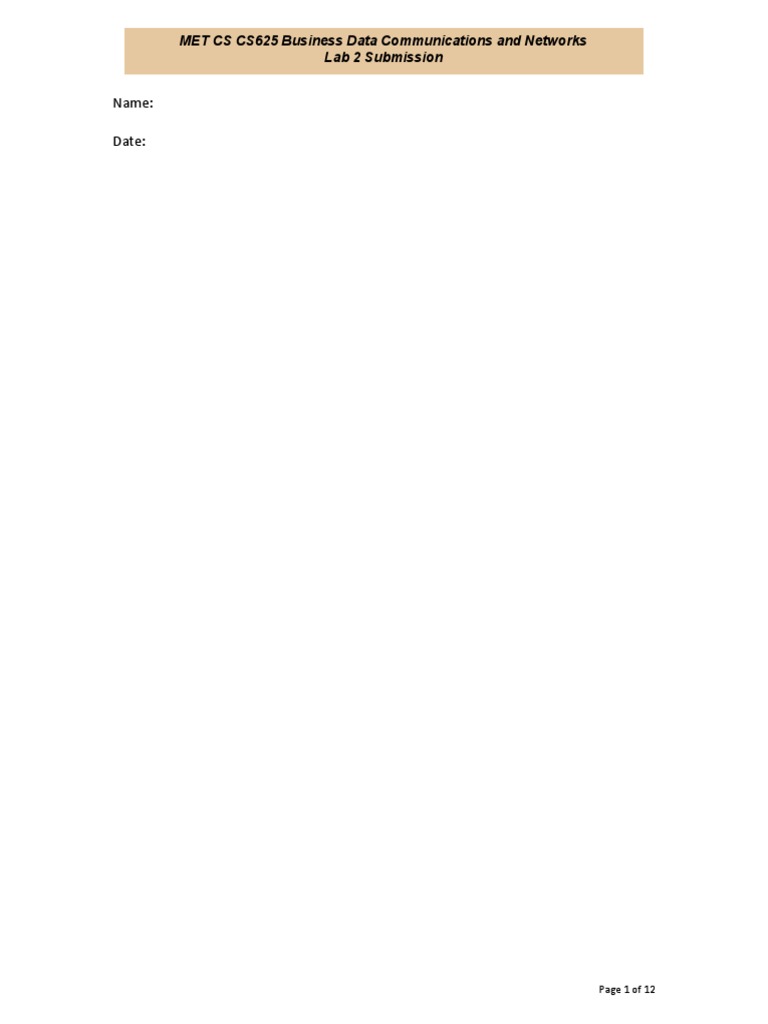 Name: Date:: MET CS CS625 Business Data Communications and Networks Lab 2 Submission | PDF ...