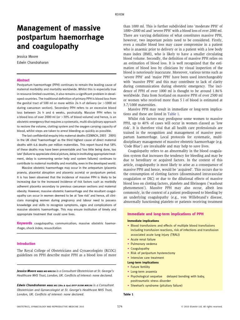 Massive PPH | PDF | Childbirth | Bleeding