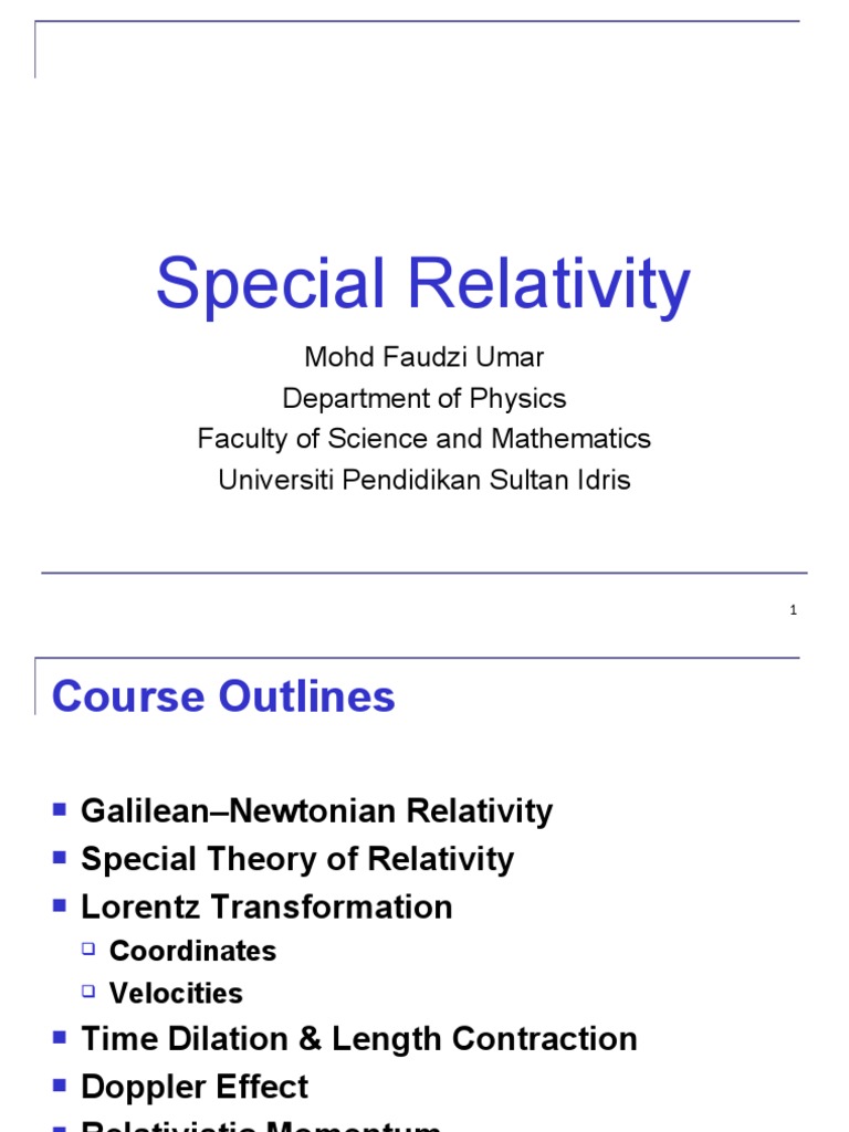 Bab 1 Special Relativity | Download Free PDF | Special Relativity | Momentum