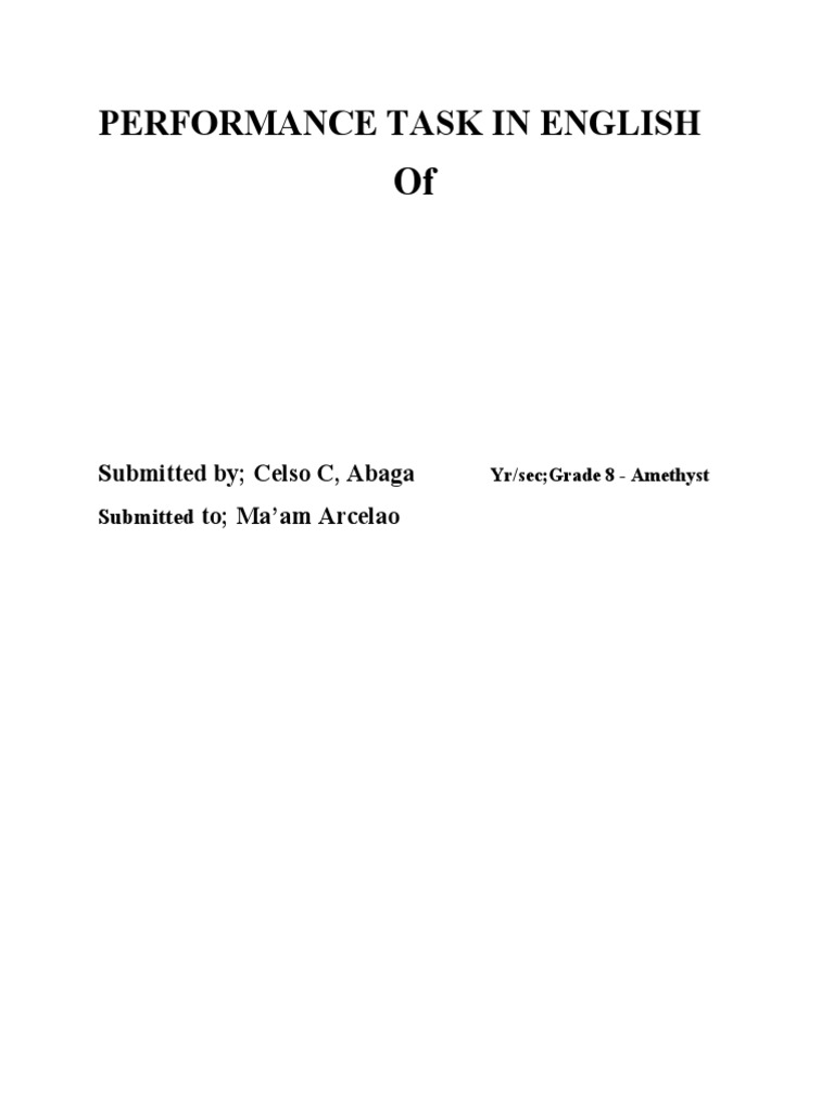 Performance Task in English | PDF
