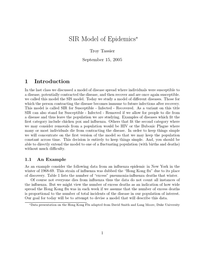 SIR Model of Epidemics | PDF | Infection | Epidemics