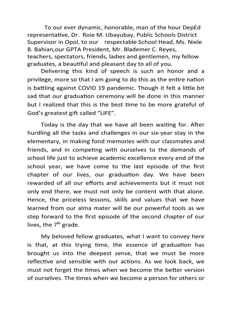 Valedictory Address | PDF