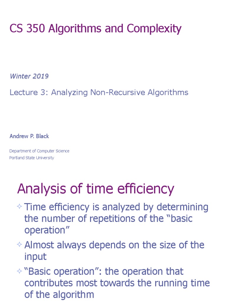 Lec03-Nonrec Analysis PDF | PDF | Vertex (Graph Theory) | Time Complexity
