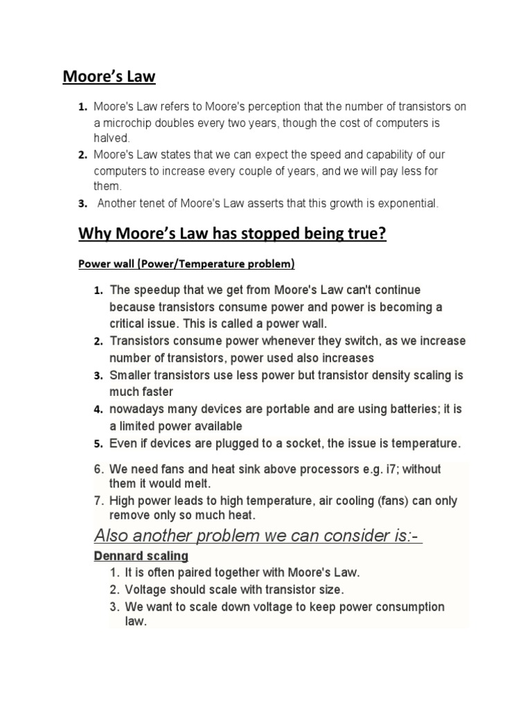 Challenges to Moore's Law Explained | PDF | Science & Mathematics ...