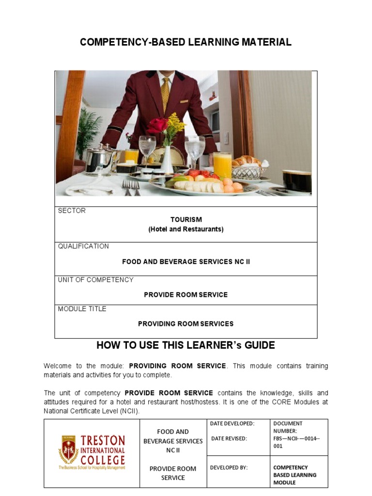 CBLM Sample FBS NCII | PDF | Menu | Restaurants