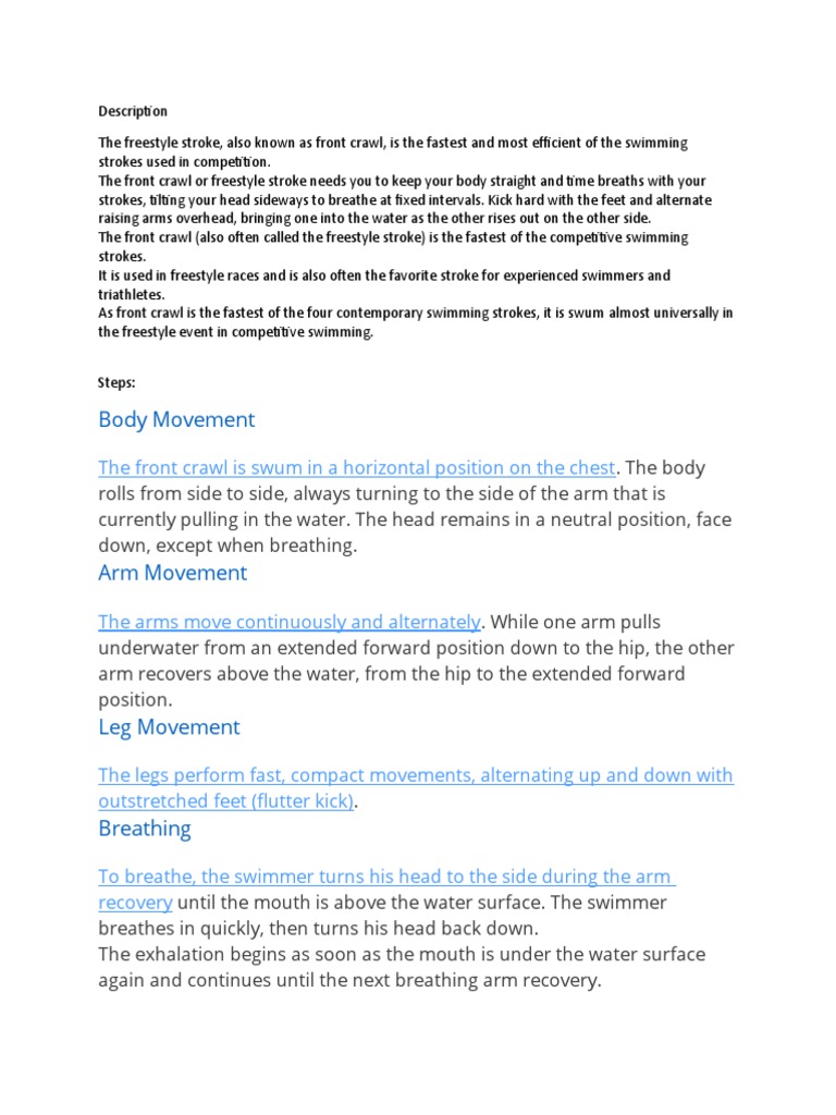 Pe Draft Freestyle Swimming | PDF | Bathing | Hobbies