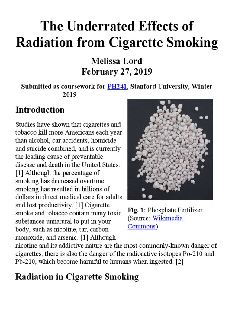 Radiation Effects of Smoking | PDF | Cigarette | Tobacco Smoking
