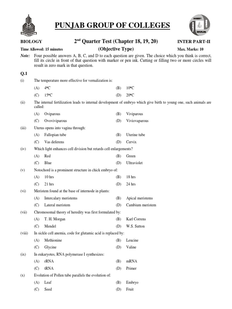 Biology - II (Quarter-II) | PDF | Uterus | Molecular Genetics