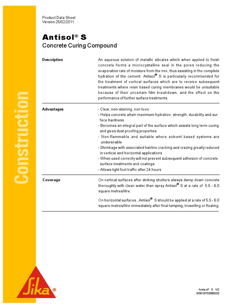 Sika PDS - E - Antisol S PDF | PDF | Concrete | Economic Sectors