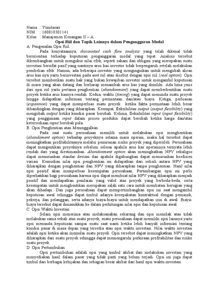 Opsi Riil Bab 13 | PDF