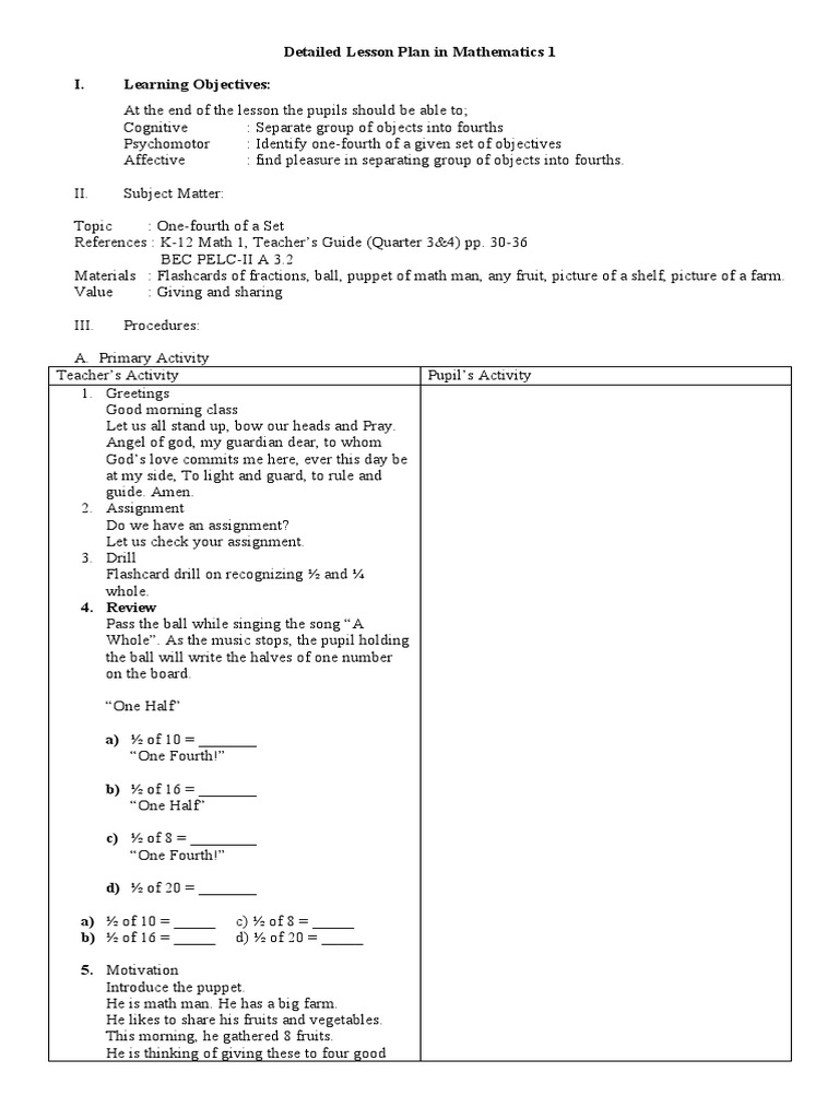 A Detailed Lesson Plan in Kindergarten | PDF | Lesson Plan ...