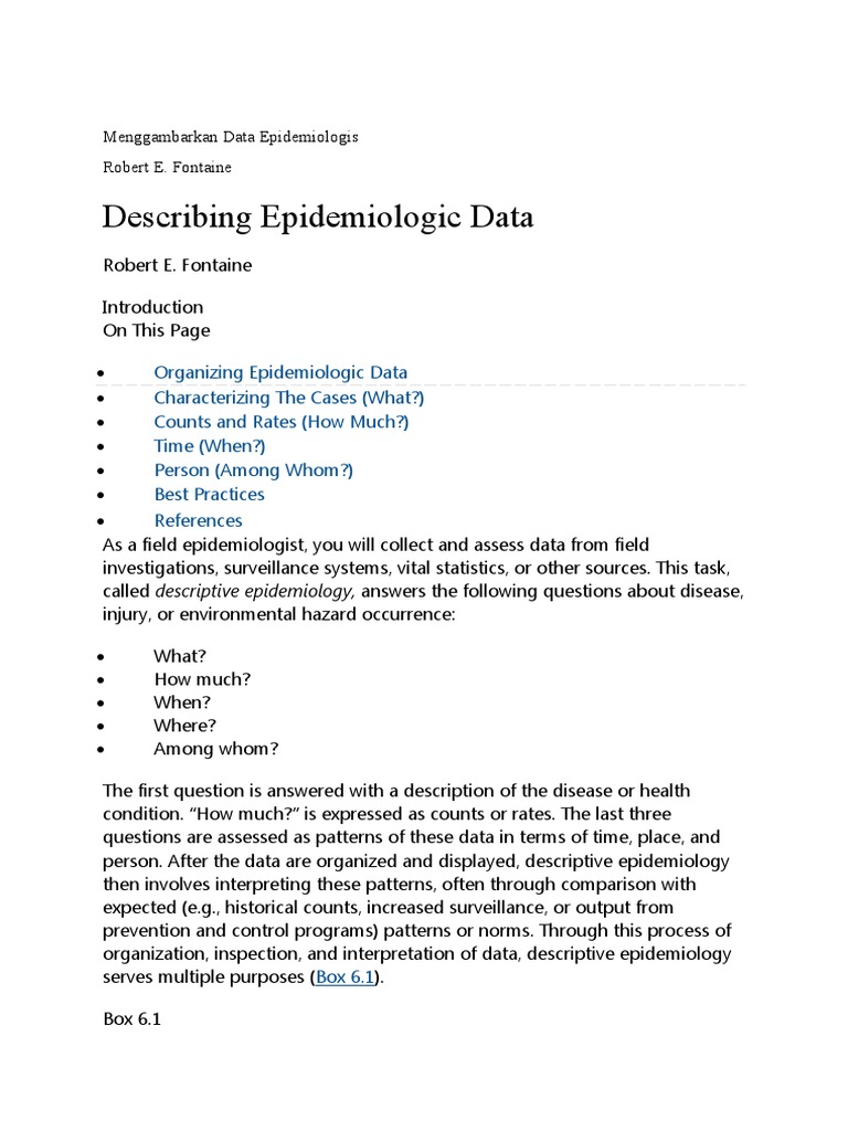 Descriptive Epidemiology Data Analysis | PDF | Epidemiology ...