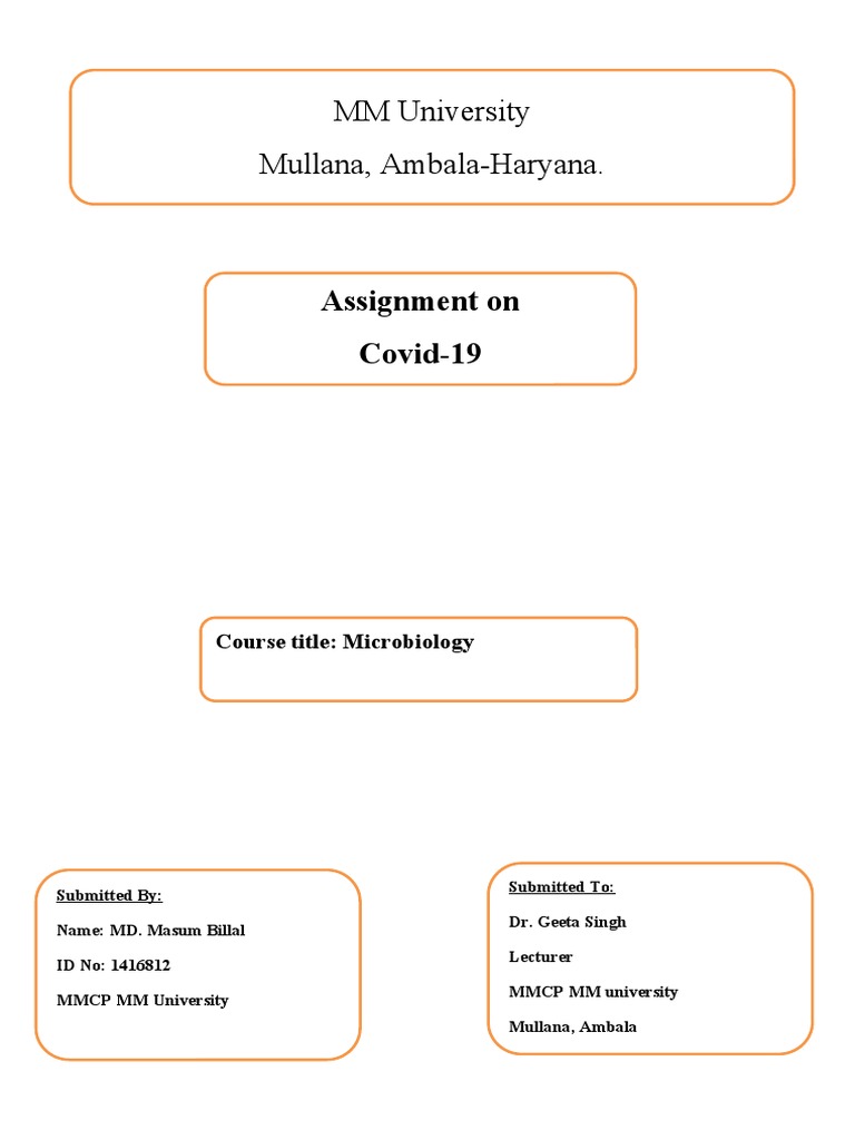 MM University Mullana, Ambala-Haryana.: Assignment On Covid-19 | PDF ...
