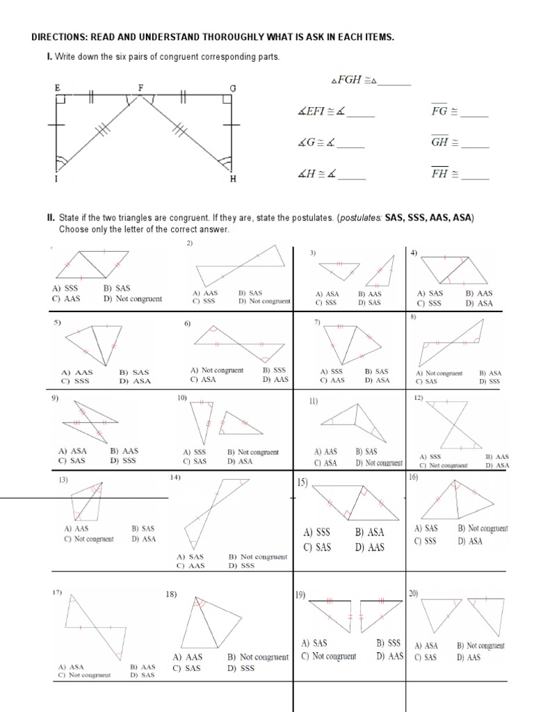 Write Down The Six Pairs of Congruent Corresponding Parts | PDF
