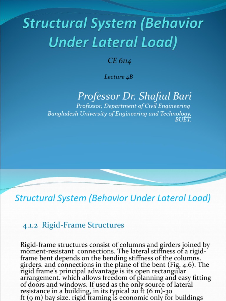 LEC 4B - Structural System (Behavior Under Lateral Load) - 2003 | PDF ...