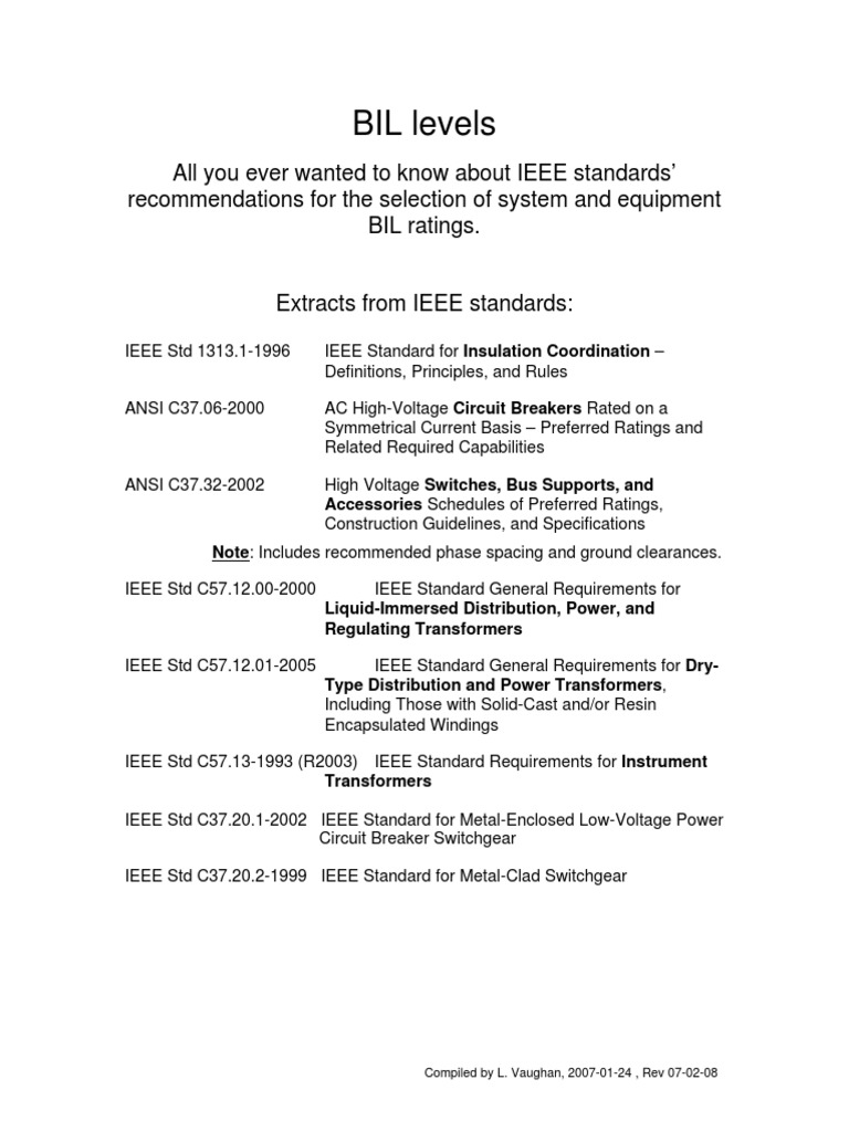 BIL Levels - IEEE Stds PDF | PDF