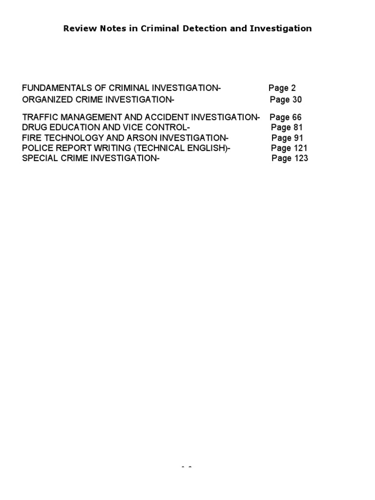 Review Notes in Criminal Detection and Investigation | PDF | Crime ...
