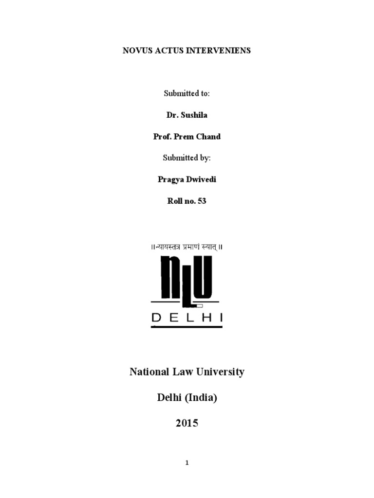 53 Pragya Dwivedi, Torts Final Draft, Novus Actus Interveniens | PDF ...