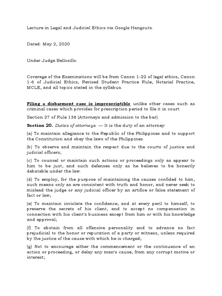 Filing A Disbarment Case Is Imprescriptible Unlike Other Cases Such As ...