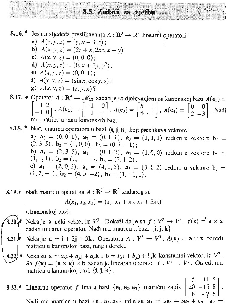 Elezovic - Linearna - Zbirka - 08 - Linearni Operatori | PDF