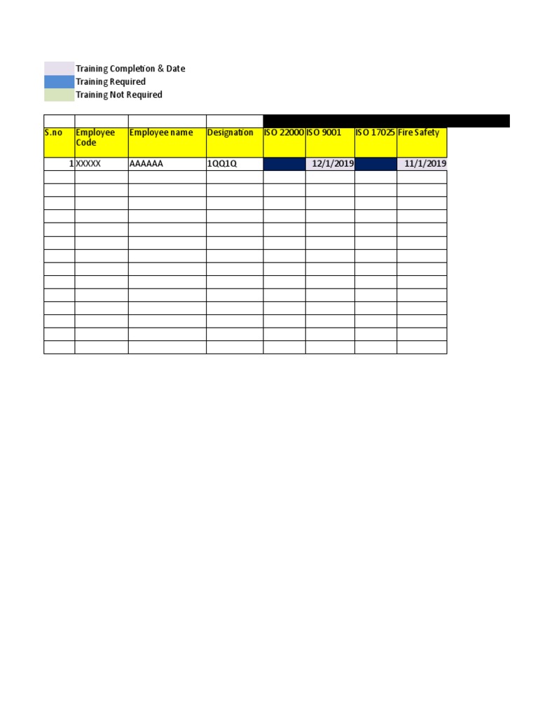 Training Completion & Date Training Required Training Not Required | PDF