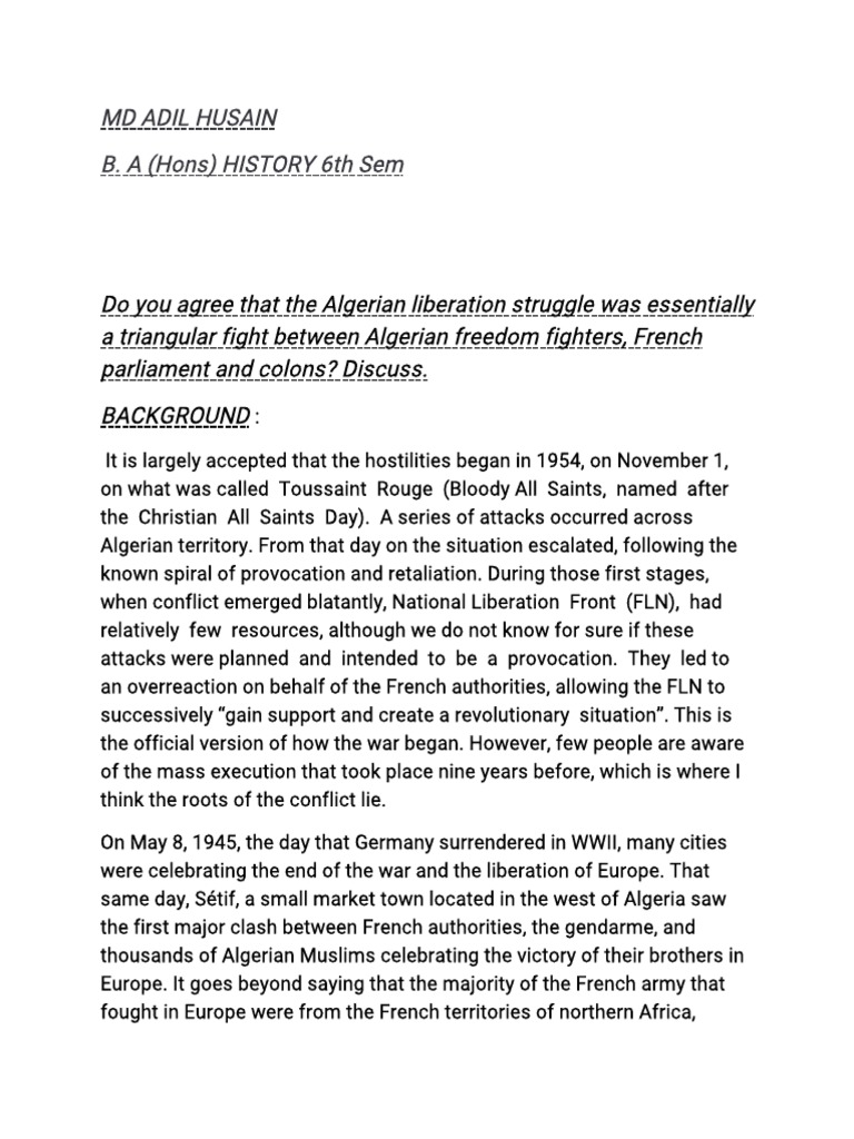 Algerian War of Independence | PDF | Violence | Unrest