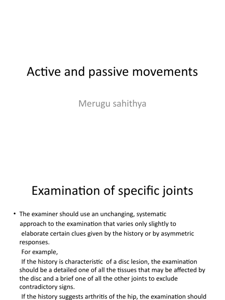 Active and Passive Movements | PDF | Pain | Osteoarthritis