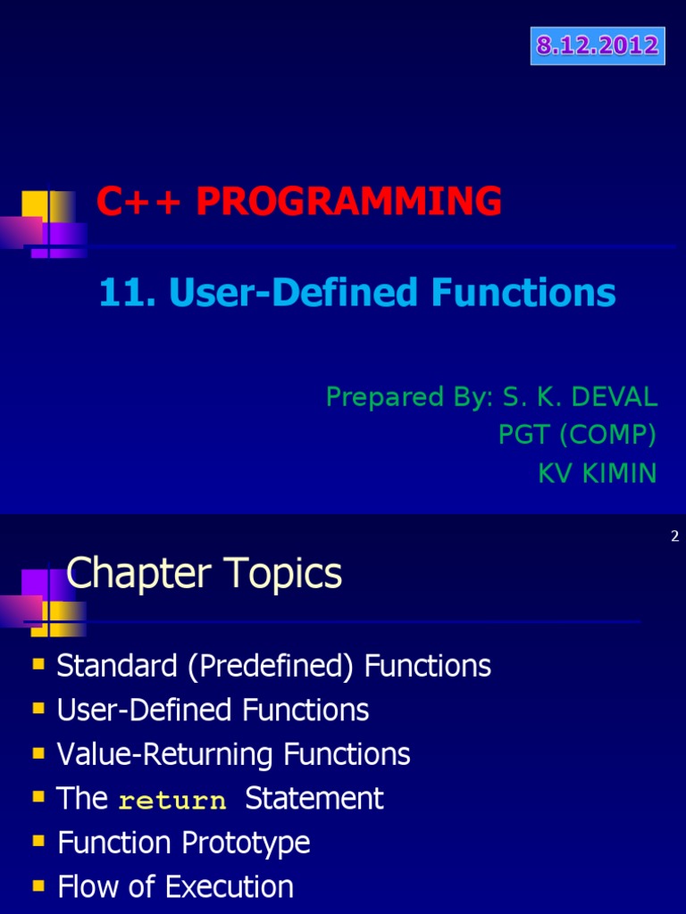 C Programming 11 User Defined Functions Pdf Subroutine Parameter Computer Programming