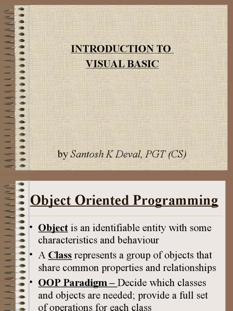 Introduction To Visual Basic: by Santosh K Deval, PGT (CS) | PDF ...