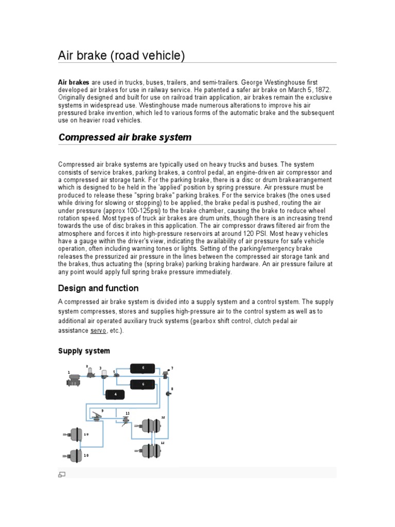 Air Brake (Road Vehicle) | PDF | Tools | Mechanical Engineering