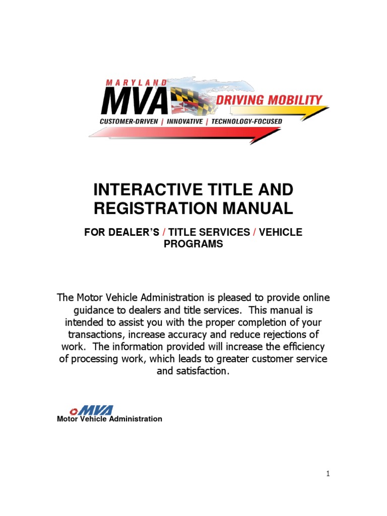 Interactive Title and Registration Manual | PDF | Fee | Identity Document
