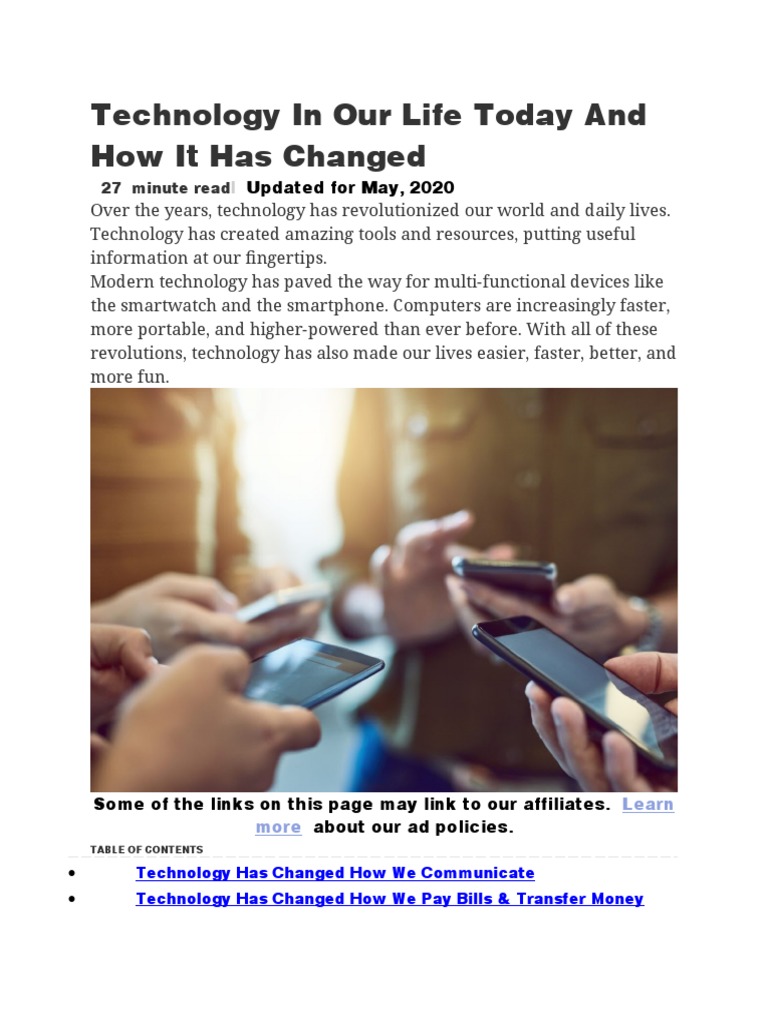Technology in Our Life Today and How It Has Changed | PDF | Smartphone ...
