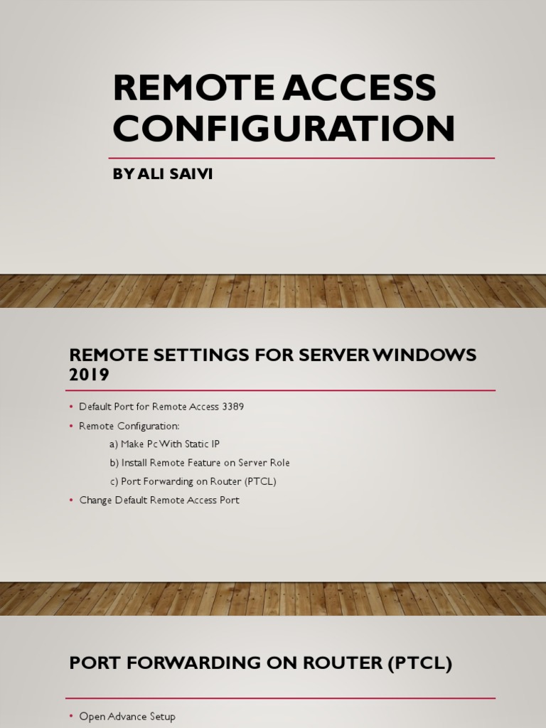 Remote Access Configuration PDF | PDF