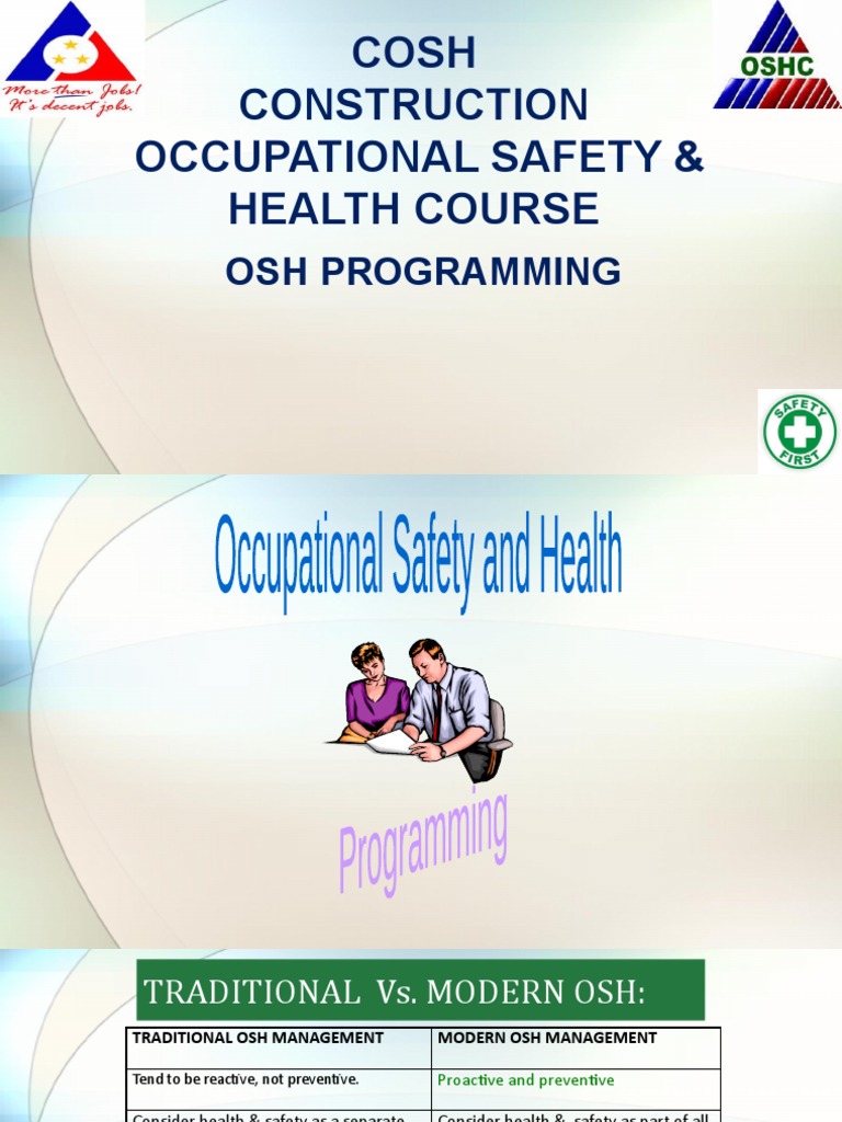 Cosh Construction Occupational Safety & Health Course: Osh Programming ...