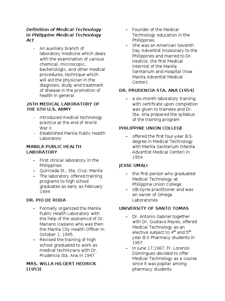 History of Medical Technology Philippines | PDF | Physician | Internal ...