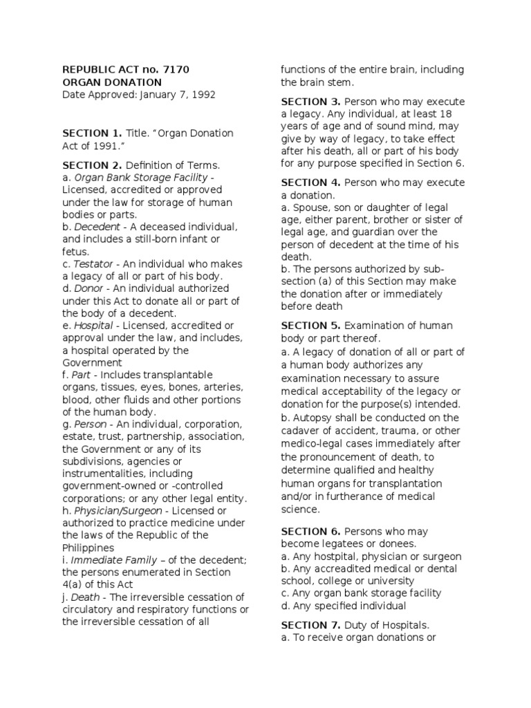 Ra 7170 Summary | PDF | Will And Testament | Probate