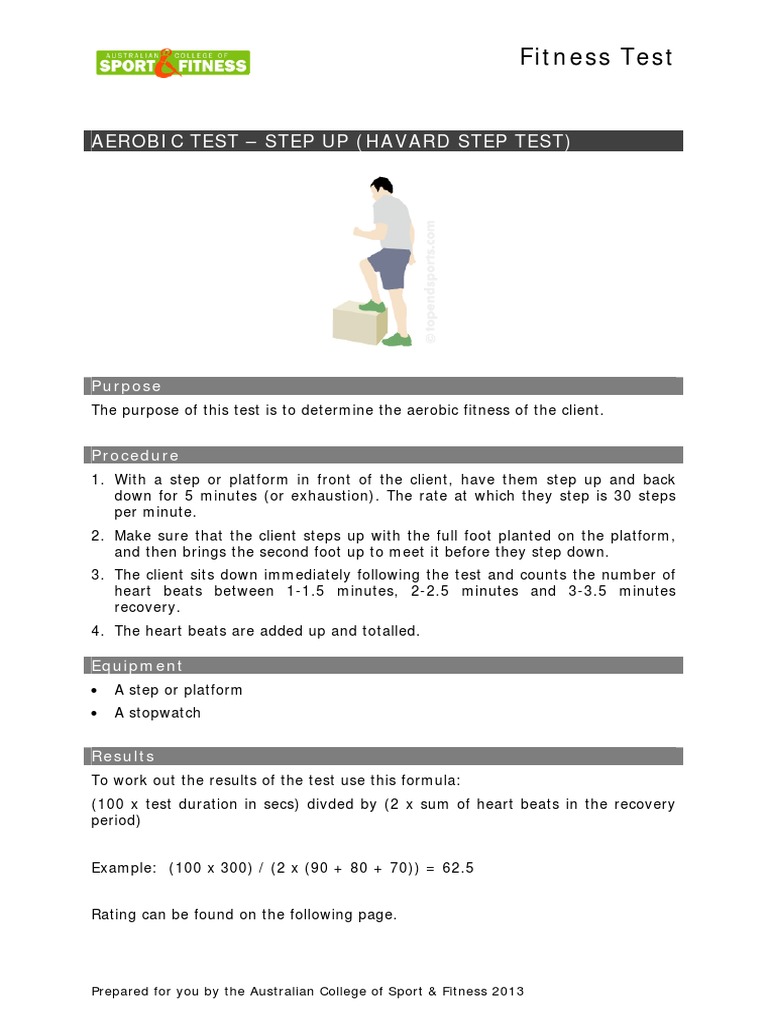 Fitness Test: Aerobic Test - Step Up (Havard Step Test) | PDF ...