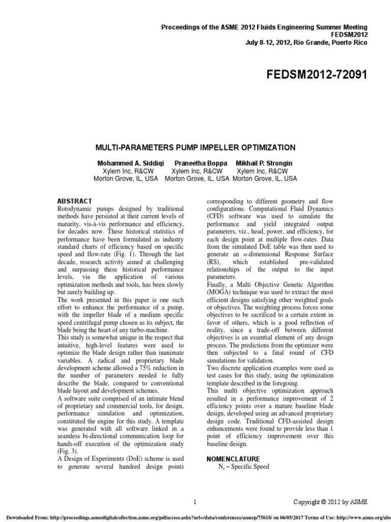 Multi-Parameters Pump Impeller Optimization. | PDF | Computational ...