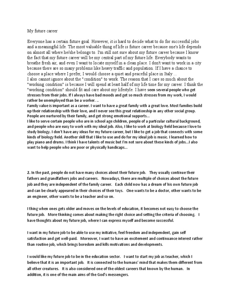 My Future Career | PDF | Employment | Reason