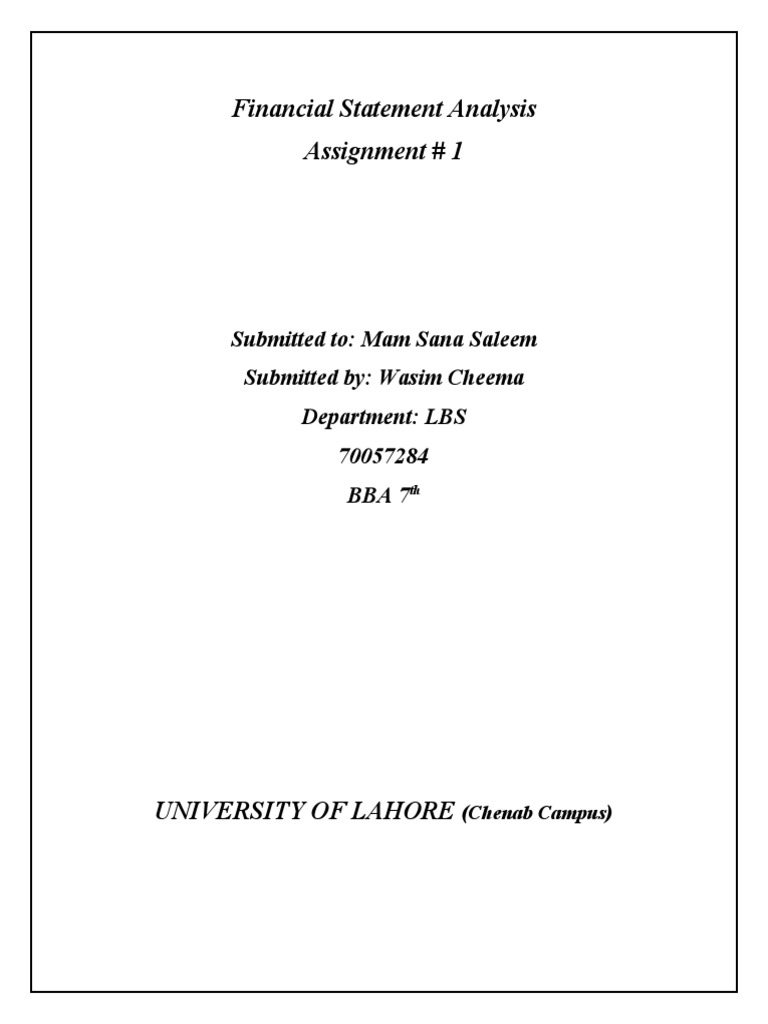 Financial Statement Analysis Assignment # 1 | PDF | Employment | Taxes